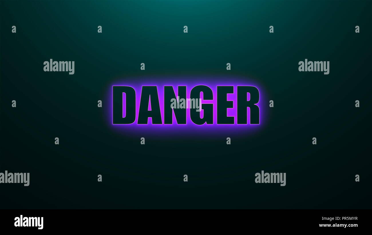 Letters of Danger text on background with top light, 3d render ...