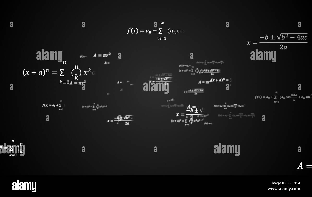 Scientific 3d background with physical and mathematical task solutions ...