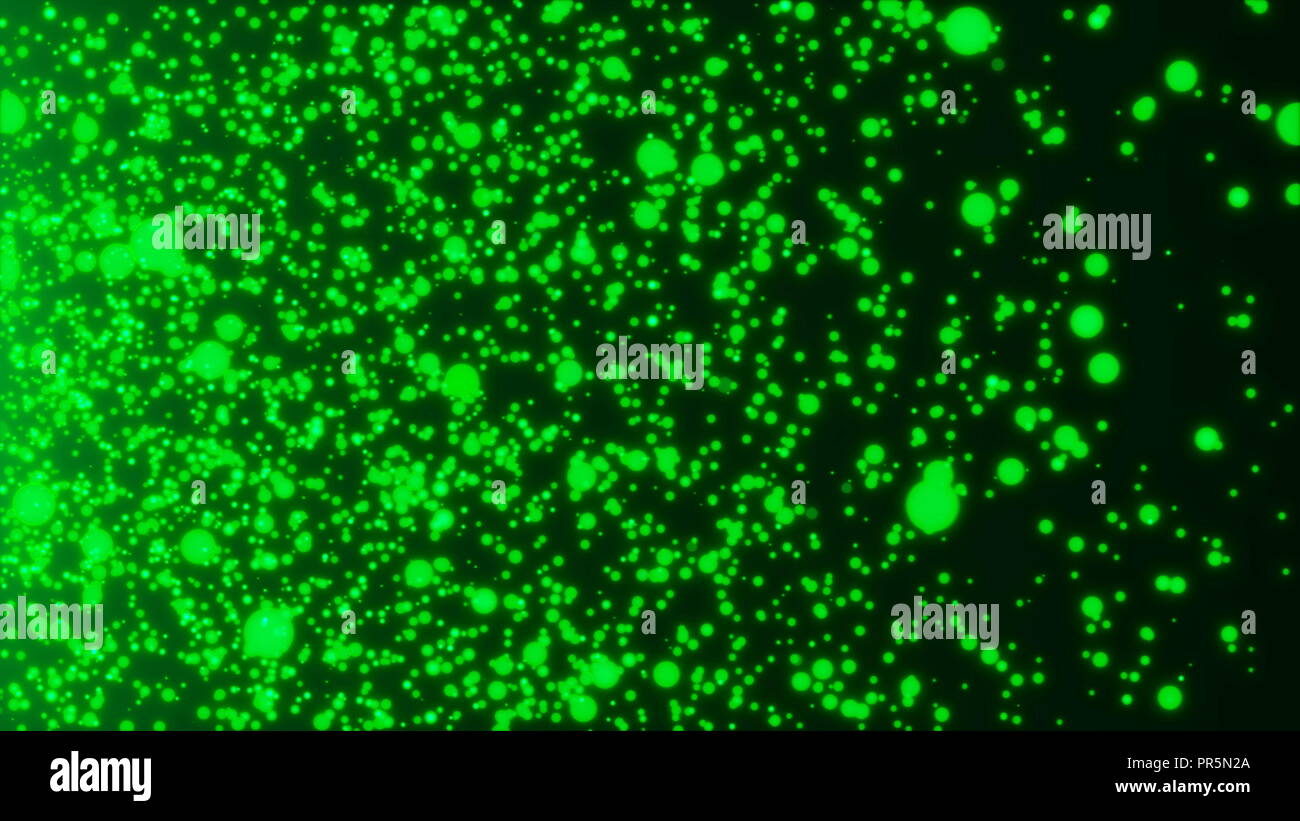 Many abstract small green particles in space, computer generated ...