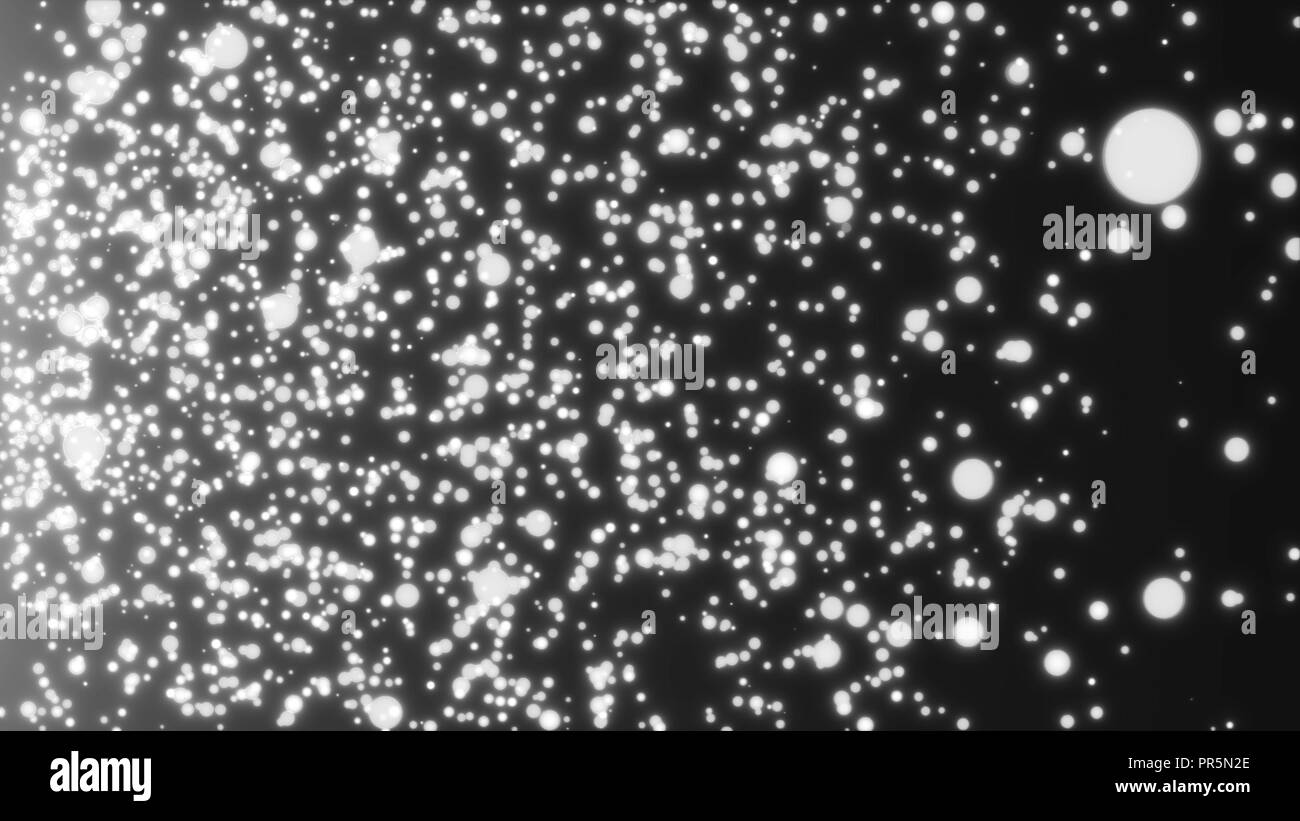 Many abstract small white particles in space, computer generated ...