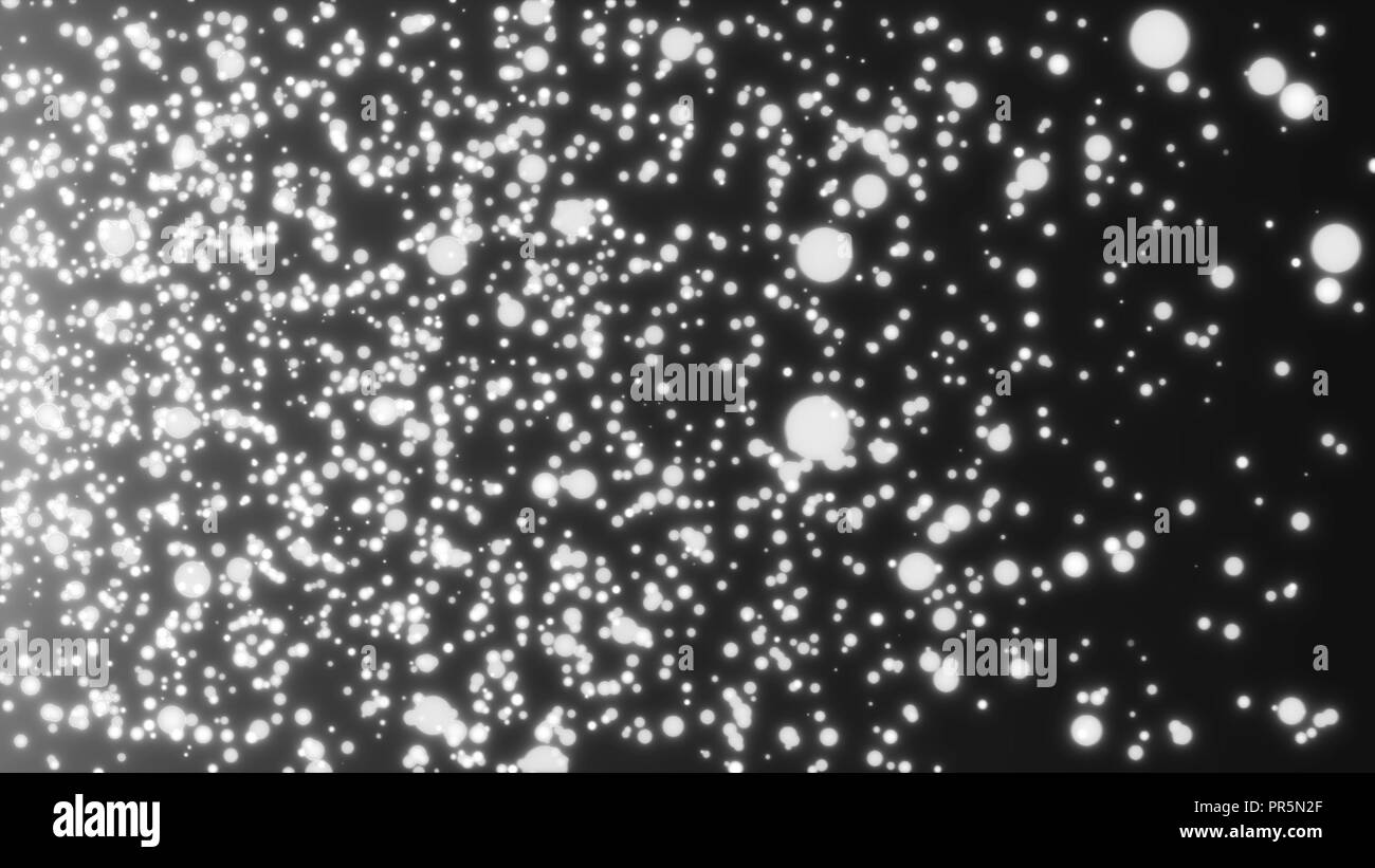 Many abstract small white particles in space, computer generated ...
