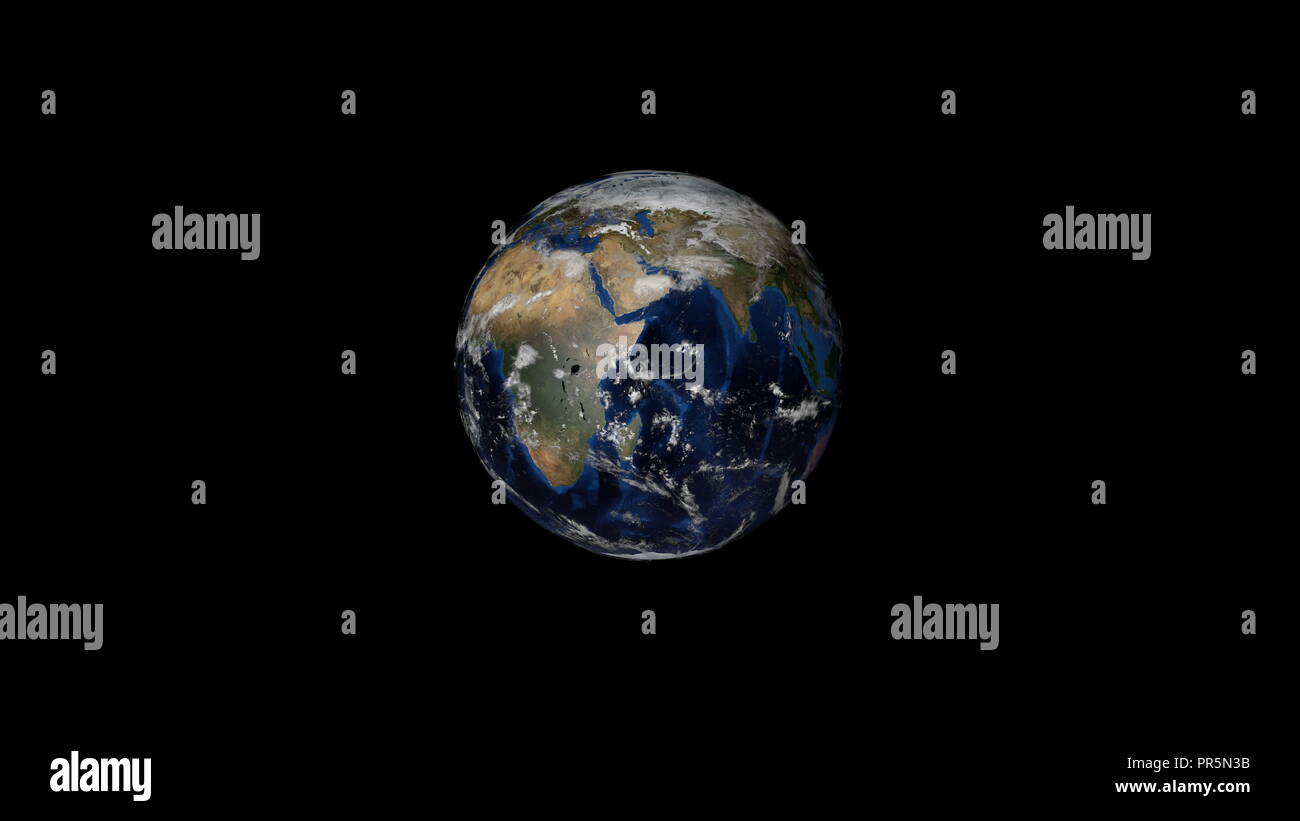 3d planet earth with some clouds, different continents, computer ...