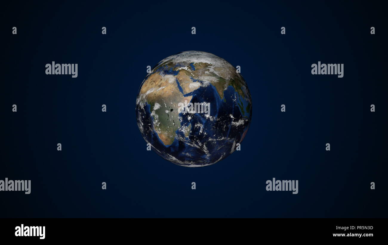 3d planet earth with some clouds, different continents, computer ...