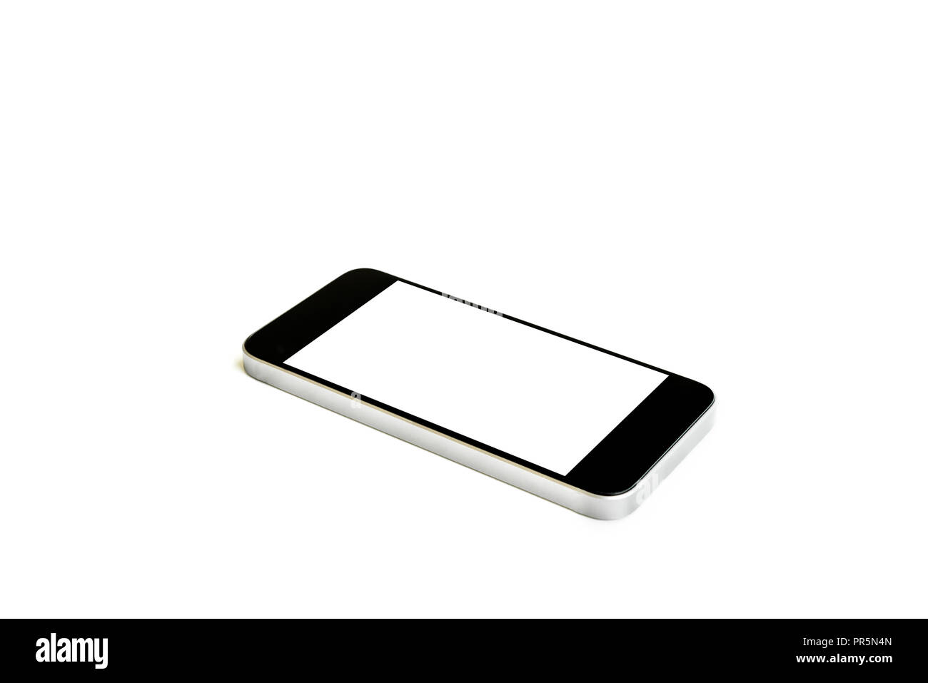 Mobile smart phone, blank white screen isolated on white background ...