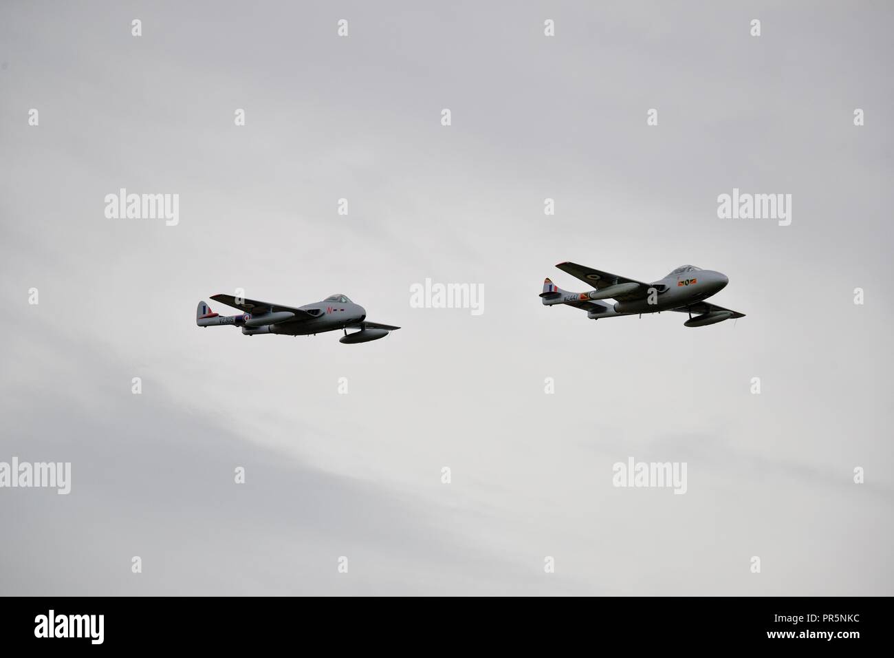 Two de Havilland Vampire jets operated by the Norwegian Air Force ...