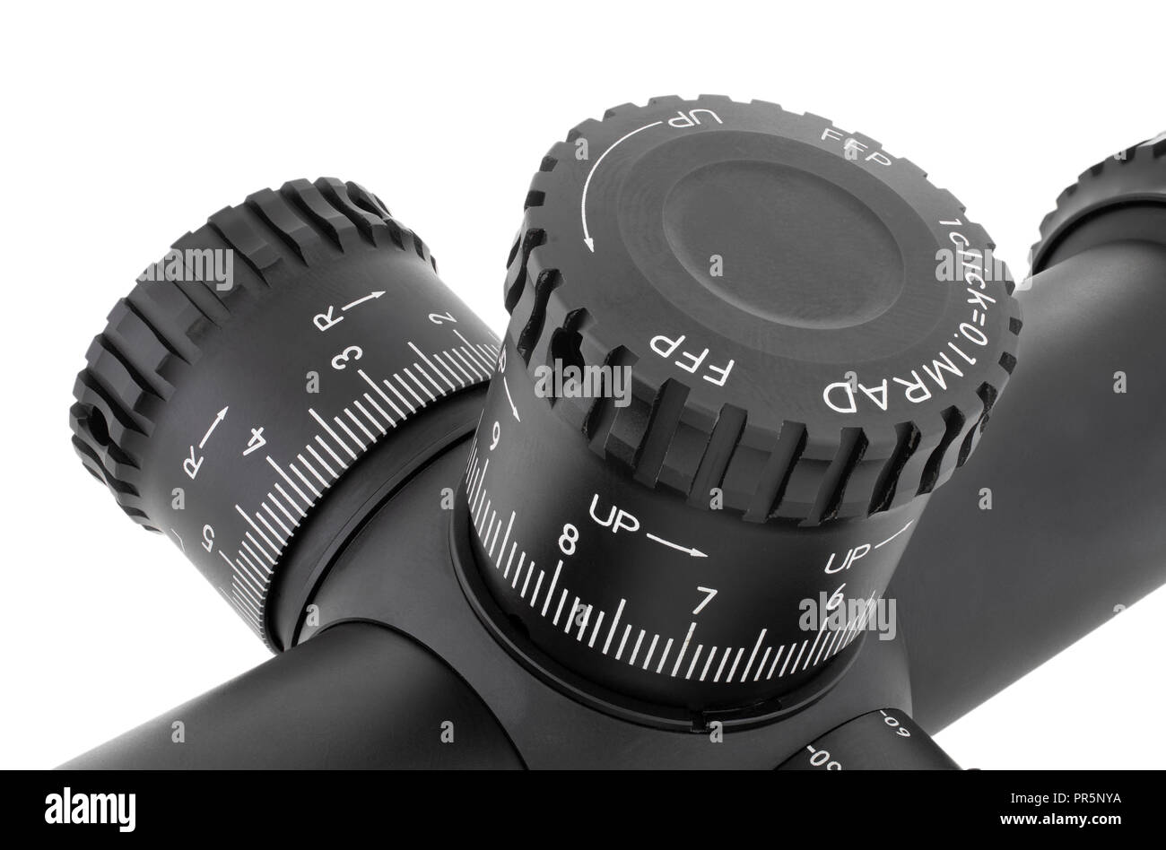 Tactical style knob used on a rifle scope isolated on white Stock Photo ...