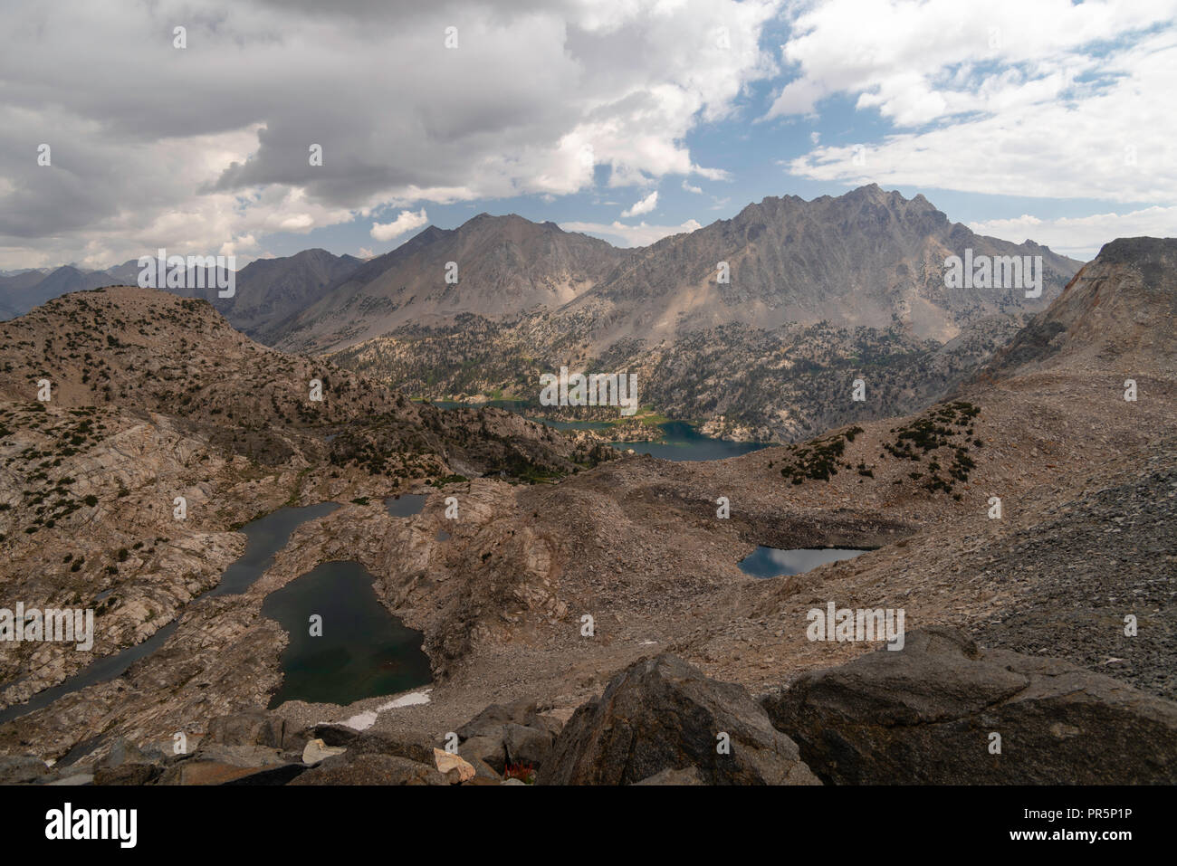 High angle view of Rae Lakes from Glen Pass, John Muir Trail/Pacific ...