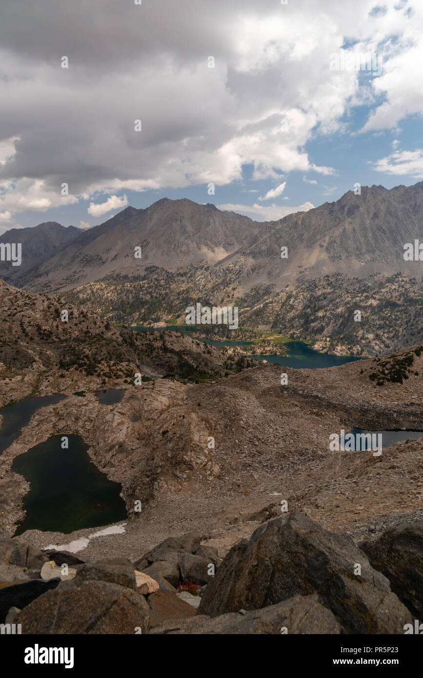 High angle view of Rae Lakes from Glen Pass, John Muir Trail/Pacific ...