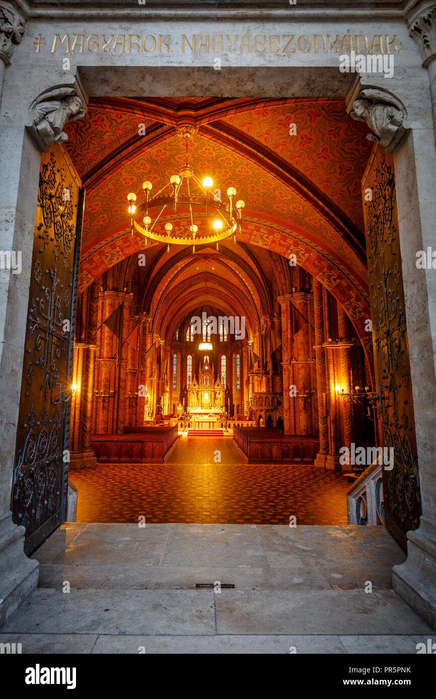 Budapest, Hungary - August 17, 2018: Interior of Matthias church as ...