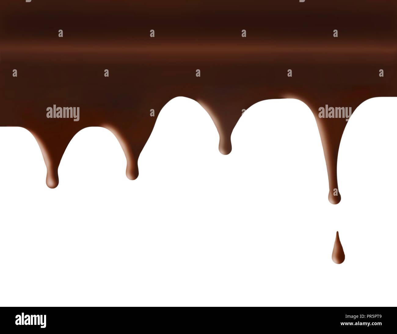 Chocolate is seen dripping over an area for text or artwork on a page ...