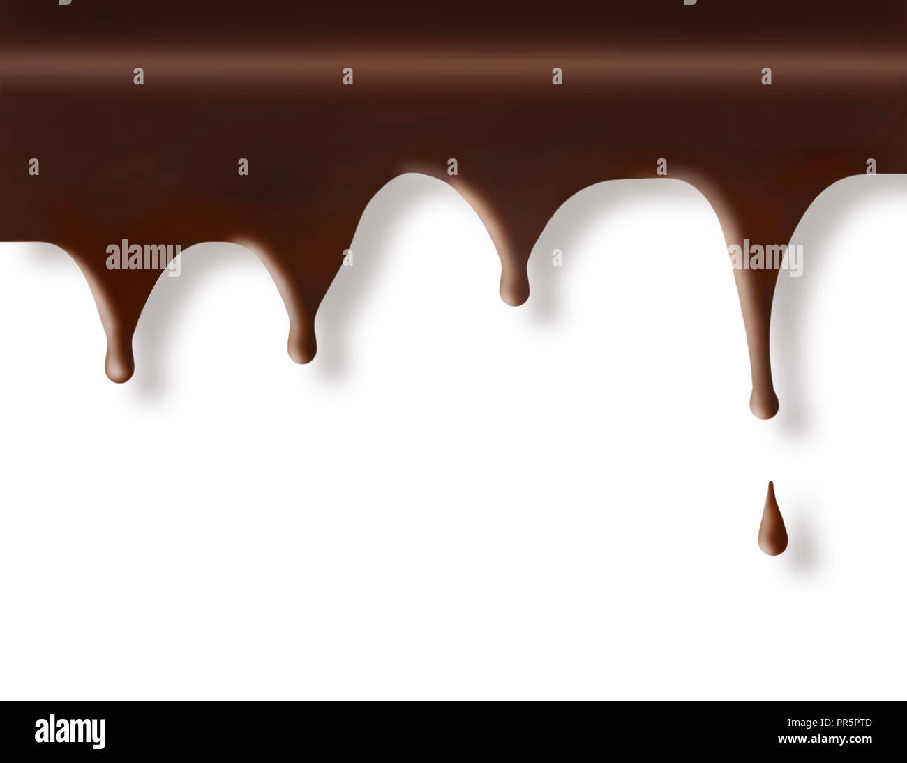Chocolate is seen dripping over an area for text or artwork on a page ...