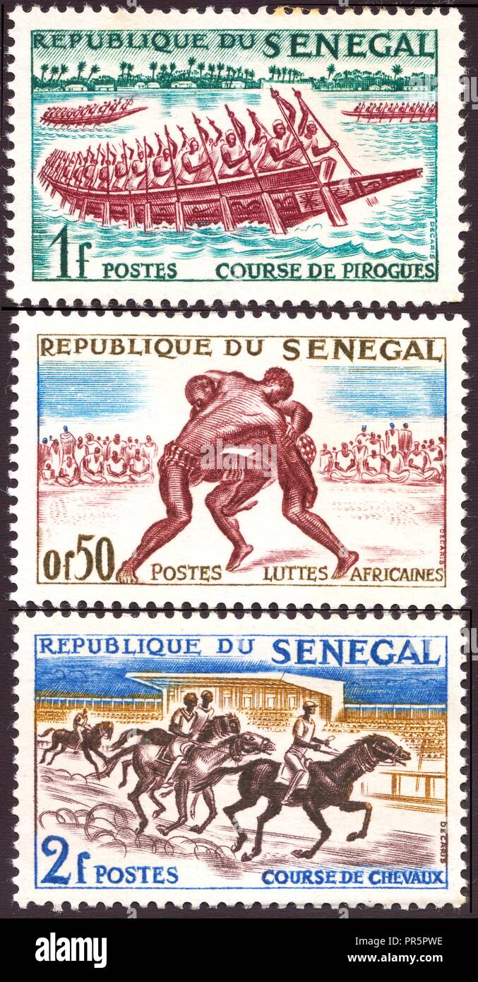 SENEGAL - CIRCA 1961: stamps printed in Senegal shows competitions in ...