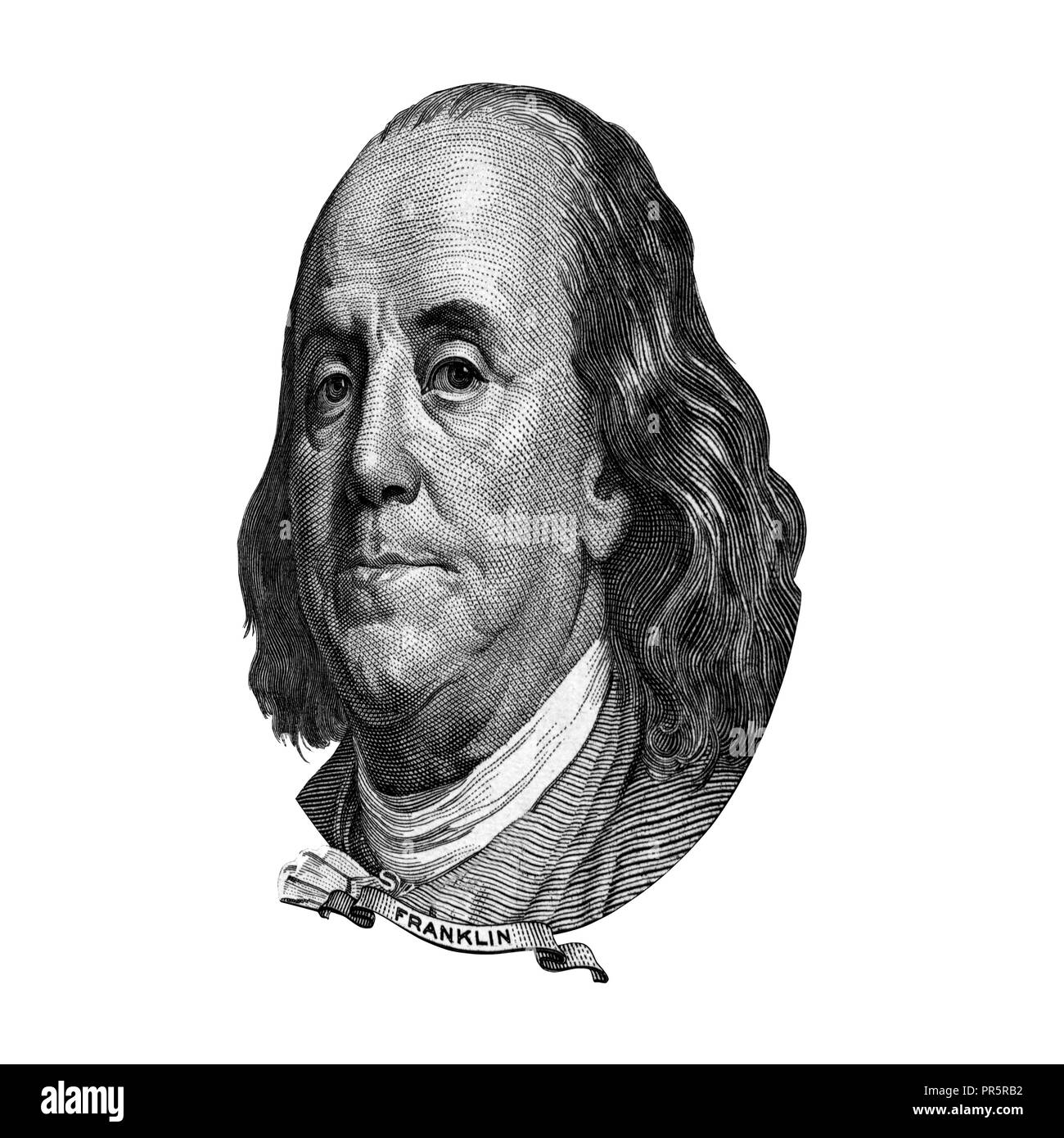 Portrait of U.S. statesman, inventor, and diplomat Benjamin Franklin as ...