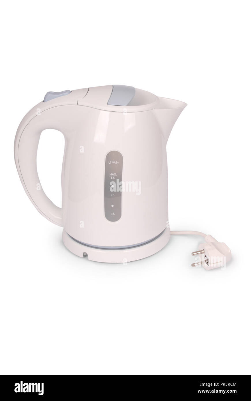 White electric kettle isolated on white background Stock Photo - Alamy