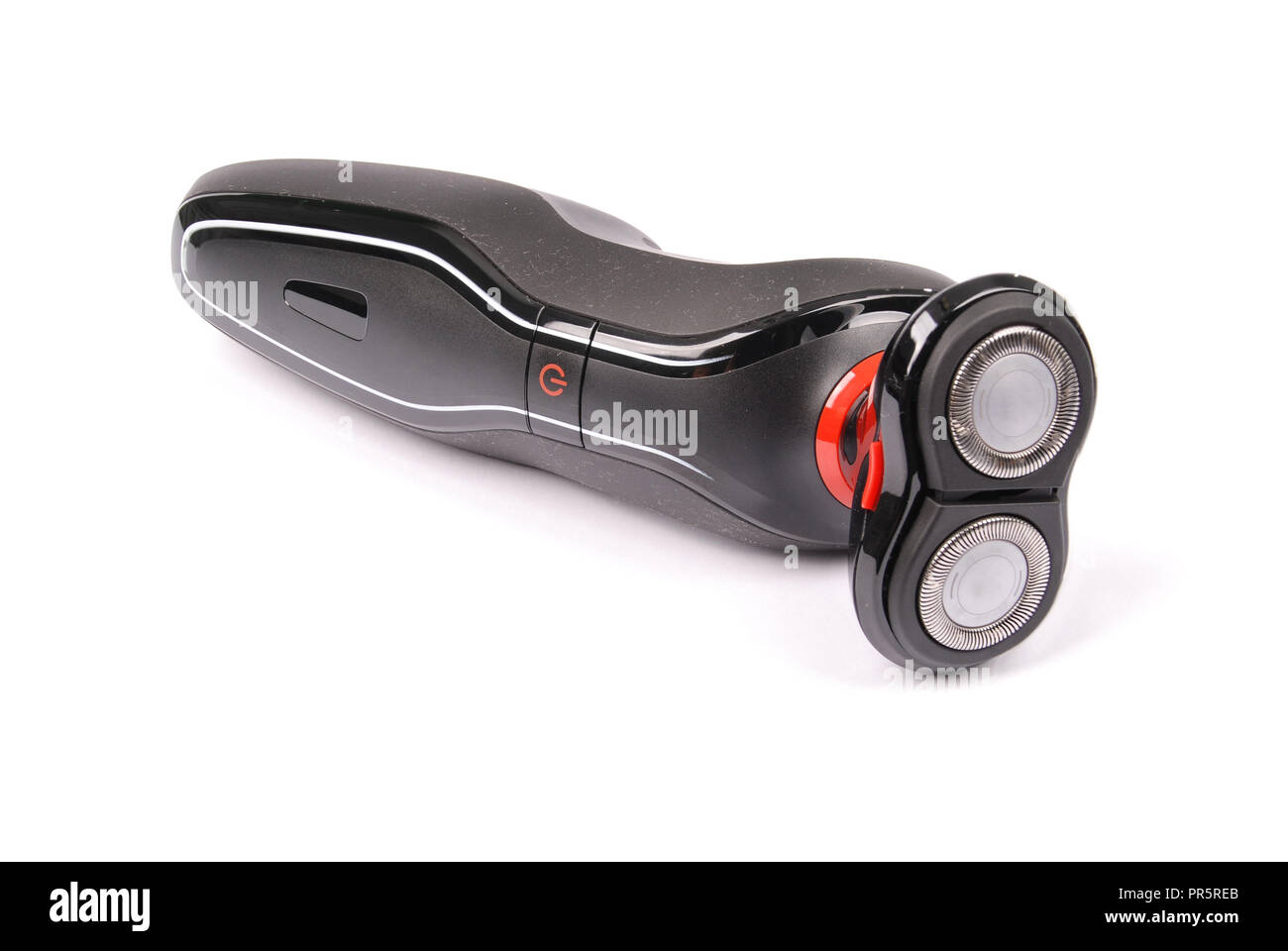 Black electric razor shaver isolated on white background with soft ...