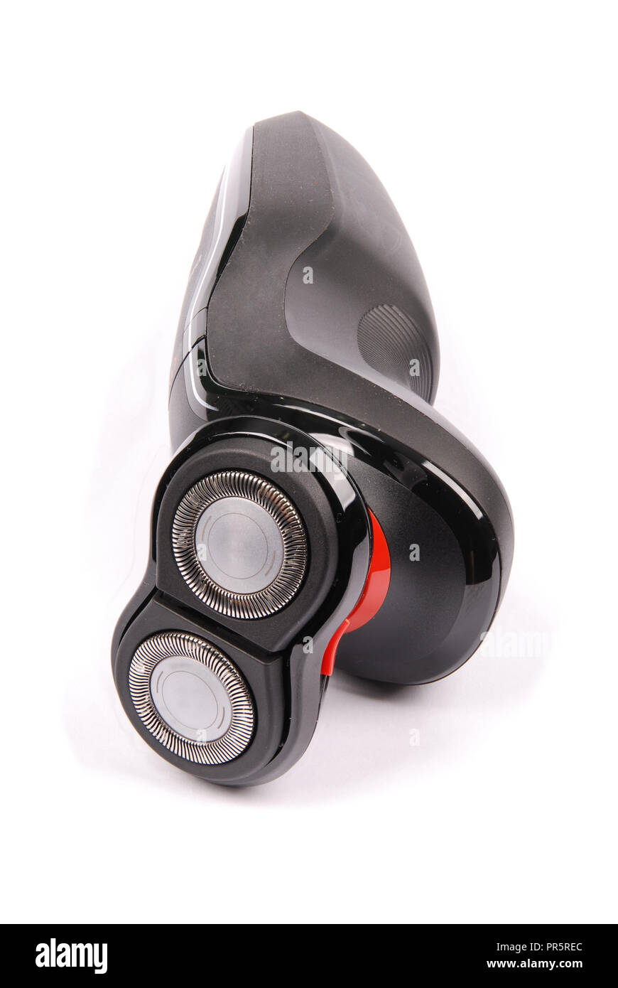 Black electric razor shaver isolated on white background with soft ...