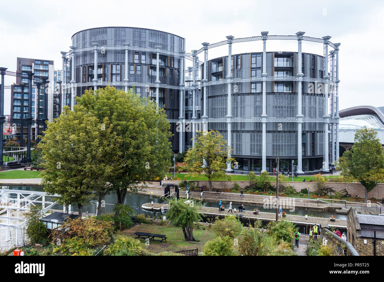 The reconstructed and preserved Victorian gasometers at St. Pancras ...