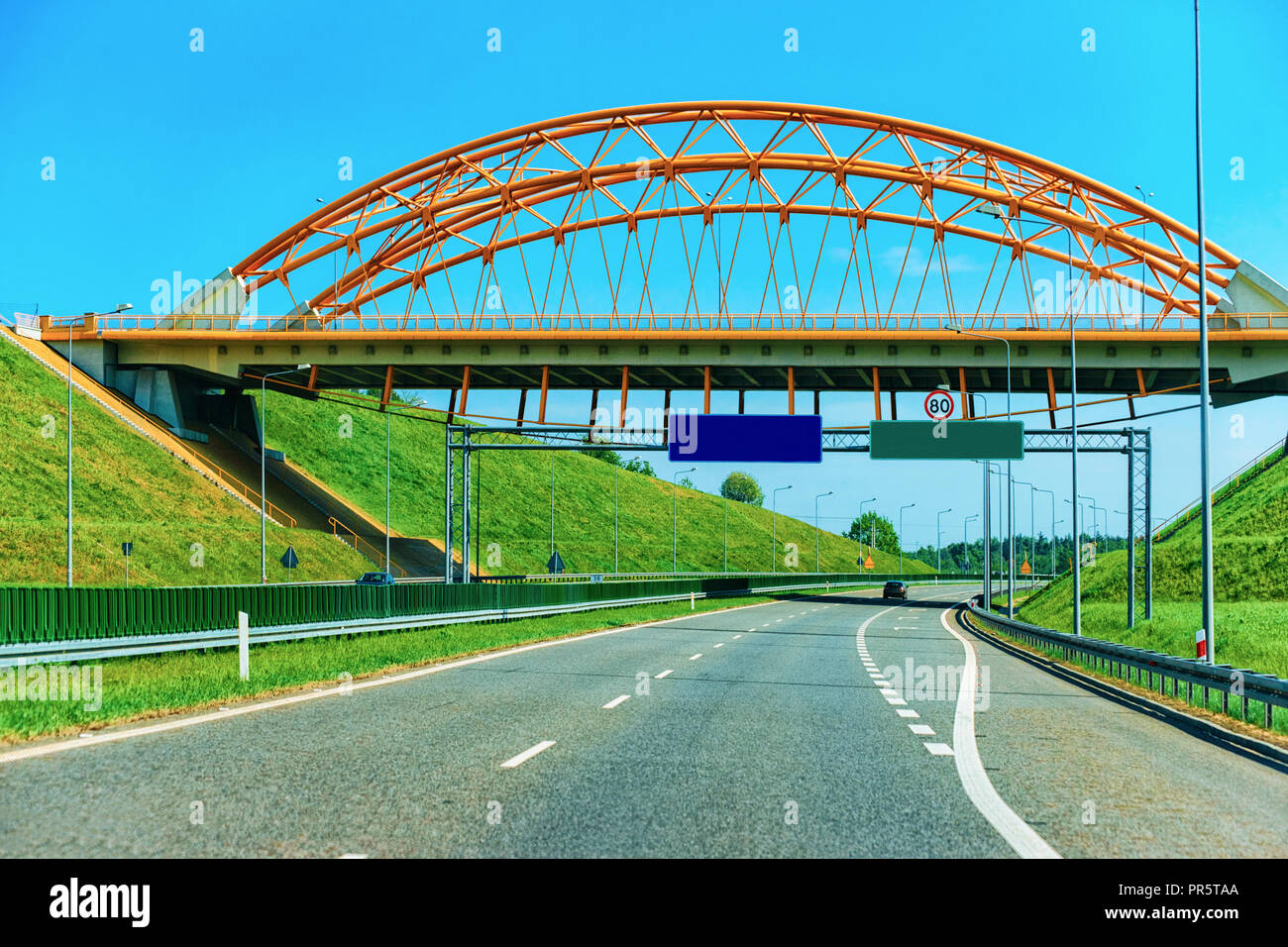Bridge on modern highway, in Czech republic Stock Photo - Alamy