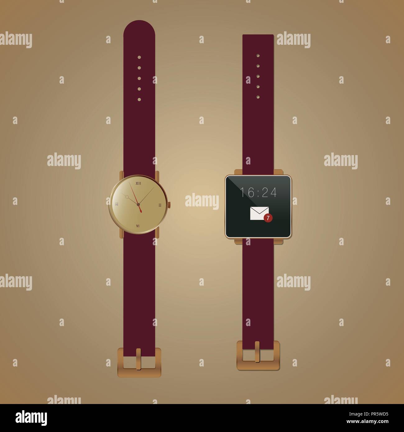 Wristwatch & Smart watch. Old and New Stock Vector Image & Art - Alamy