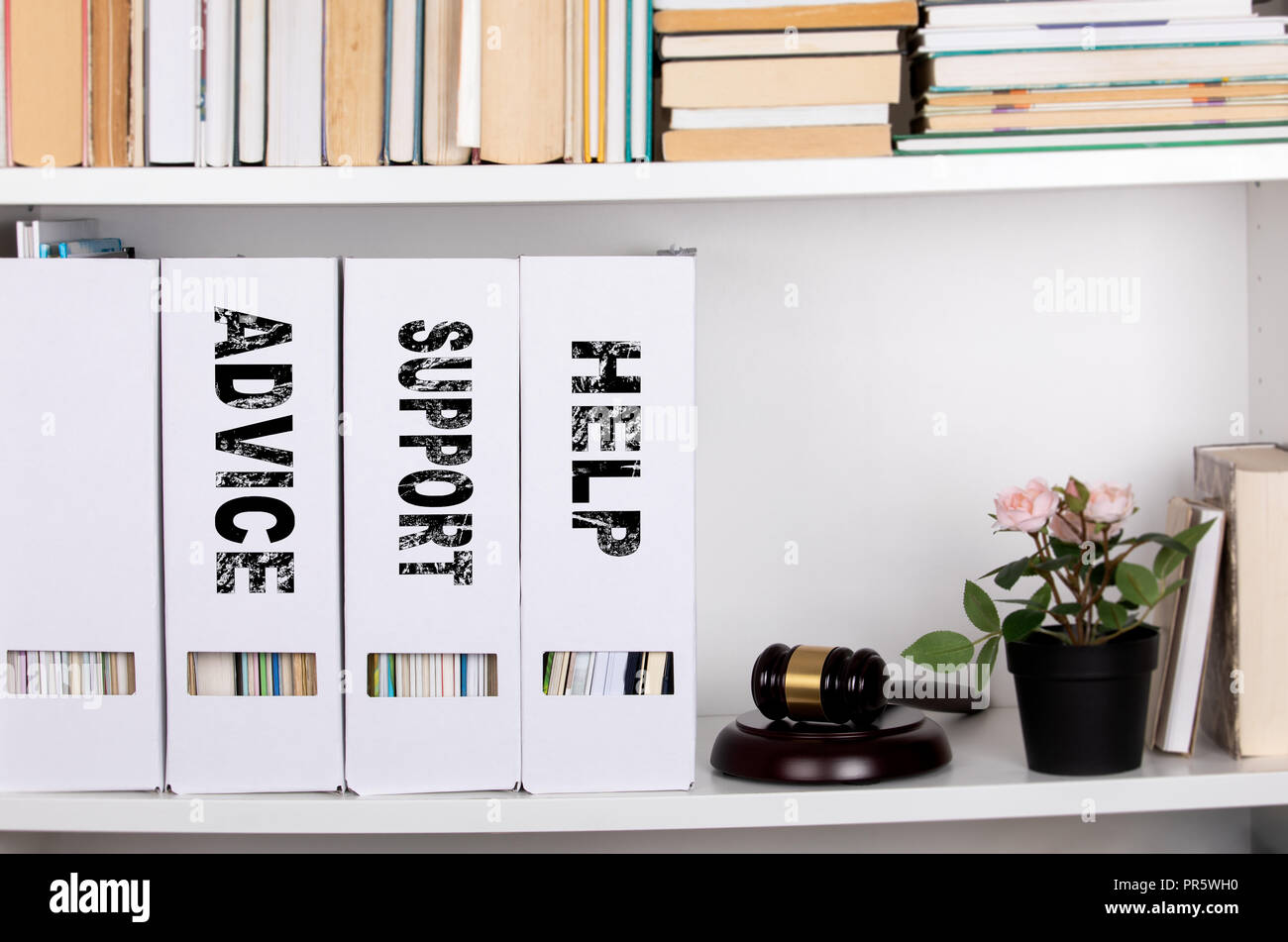 help, support and advice. document folders and organizers Stock Photo ...