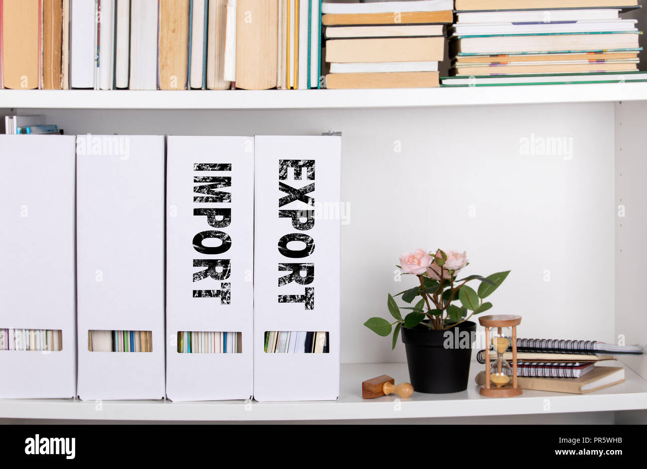 Import and Export concept. document folders and organizers Stock Photo ...