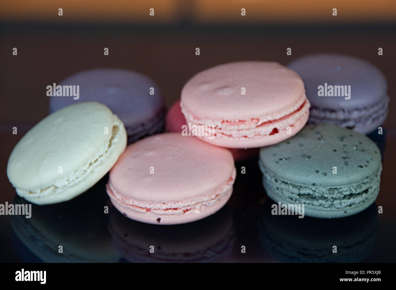 Delicious macaroons on display Stock Photo - Alamy