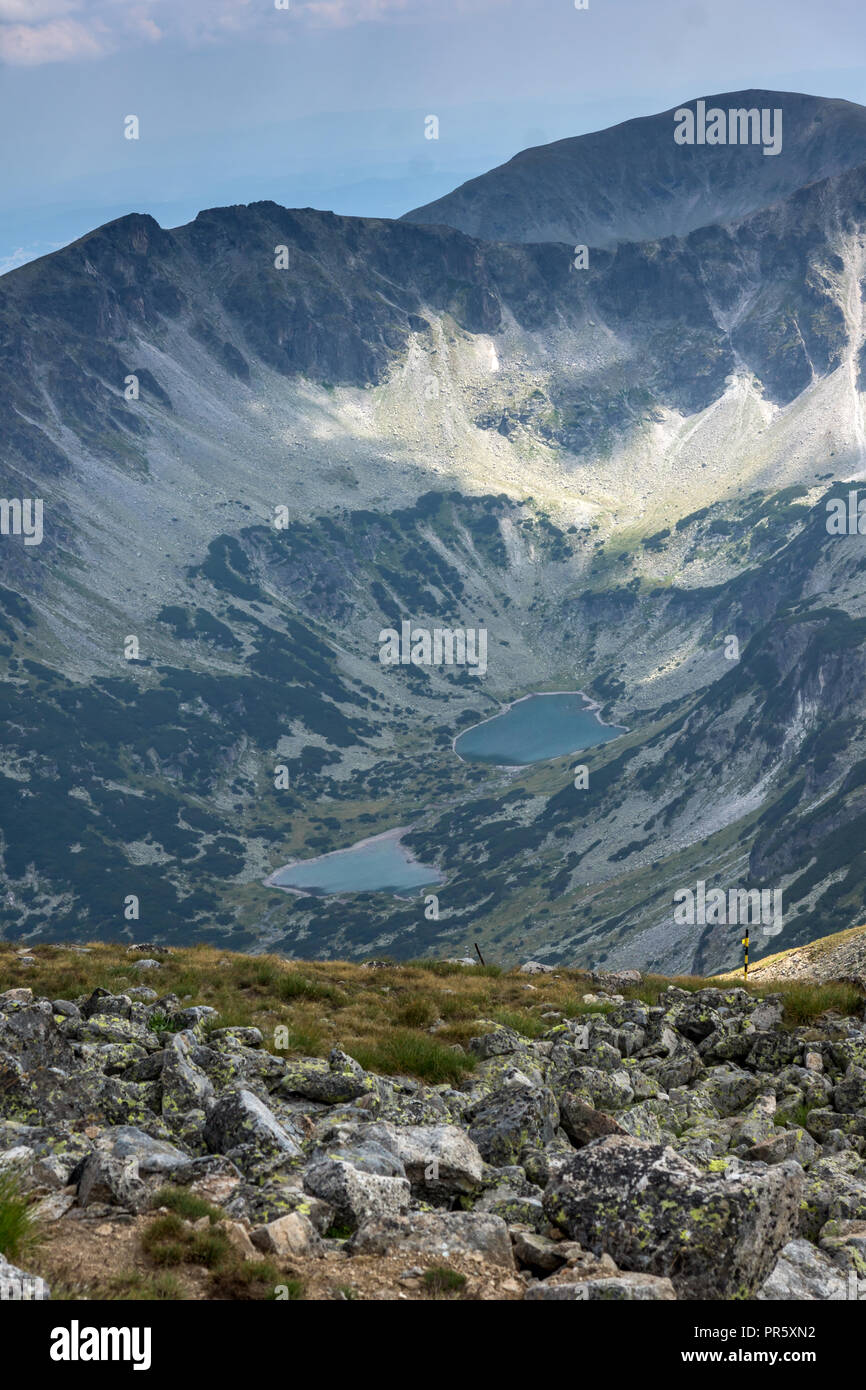 Dark clouds over Marichini Lakes, Landscape from Musala Peak, Rila ...