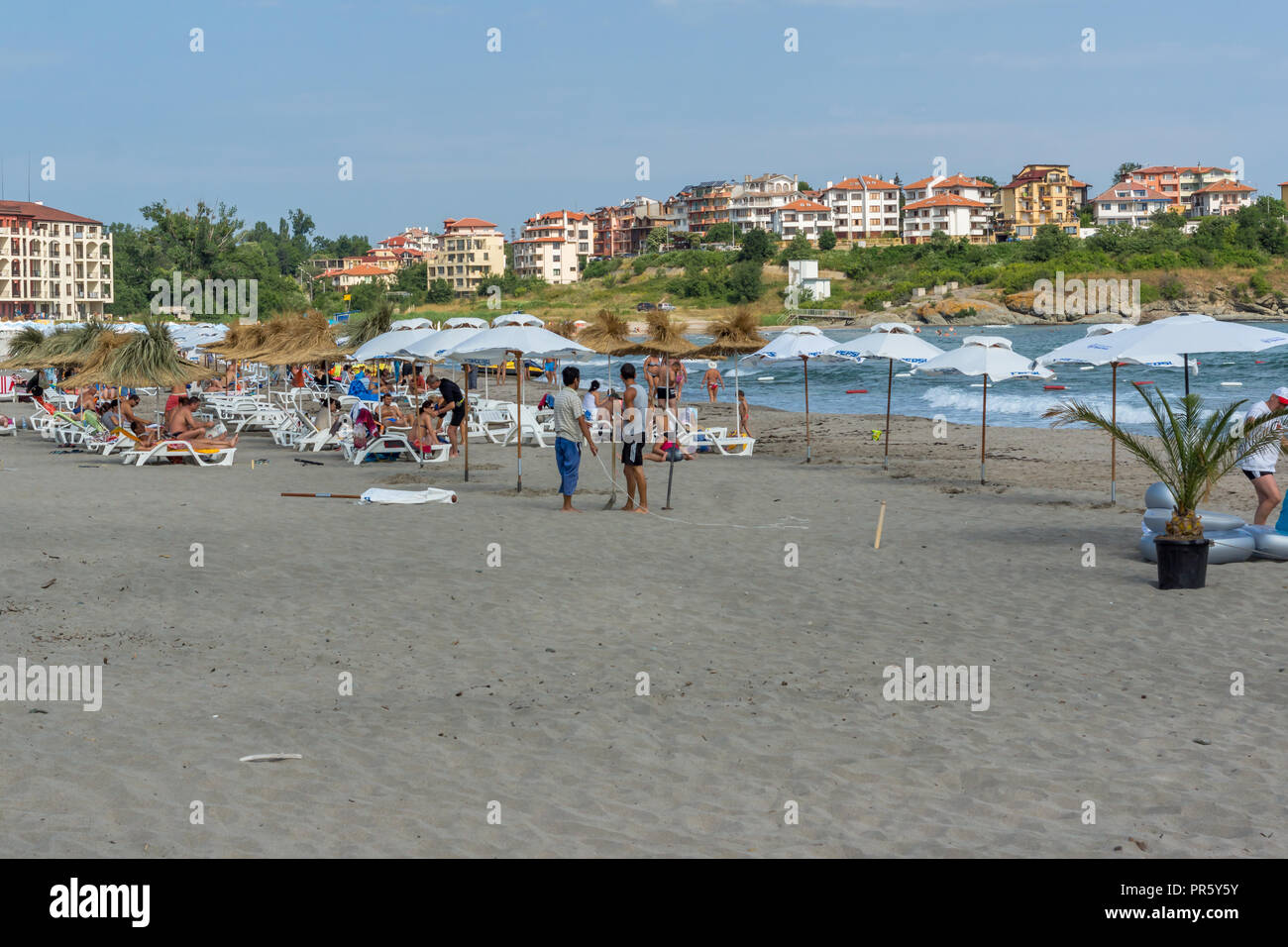NESTINARKA BEACH, TSAREVO, BULGARIA - JUNE 29, 2013: Panoramic view of ...