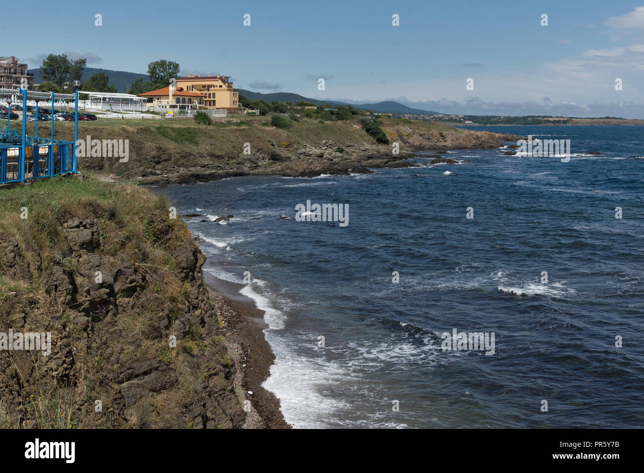 AHTOPOL, BULGARIA - JUNE 30, 2013: Panorama of coastline of town of ...