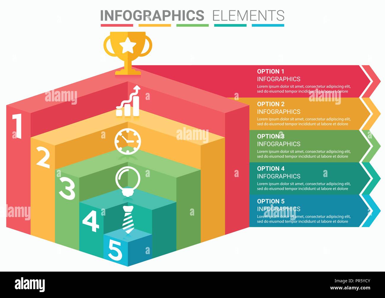 INFOGRAPHICS element abstract design the number top five list template ...