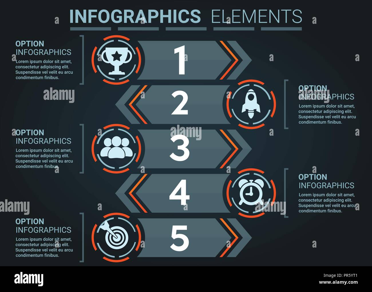 INFOGRAPHICS element abstract design the number top five list concept ...