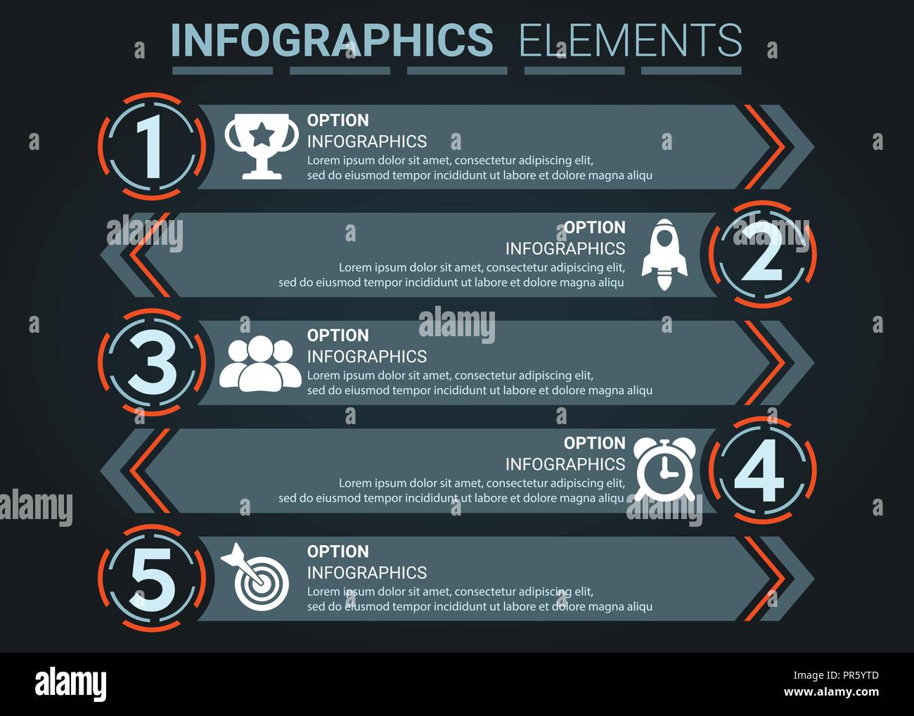 INFOGRAPHICS element abstract design the number top five list concept ...