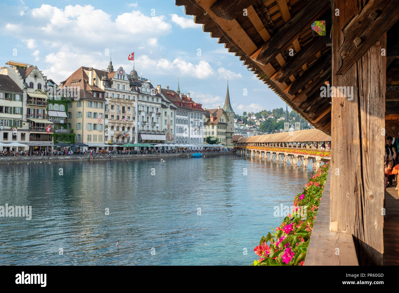 The Kapellbrücke (literally, Chapel Bridge) is a covered wooden ...