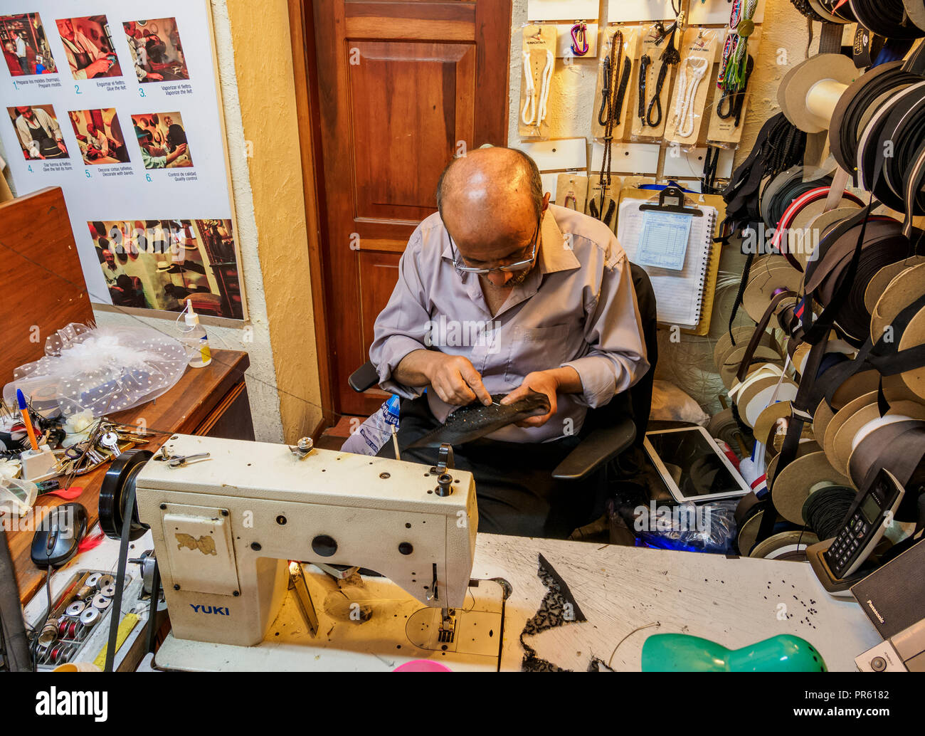Humacatama Hat Maker Shop, interior, La Ronda Street, Old Town, Quito ...