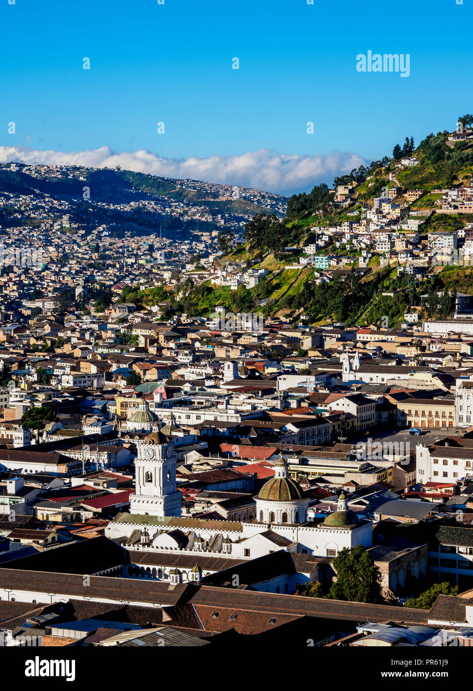 Old Town, elevated view, Quito, Pichincha Province, Ecuador Stock Photo ...