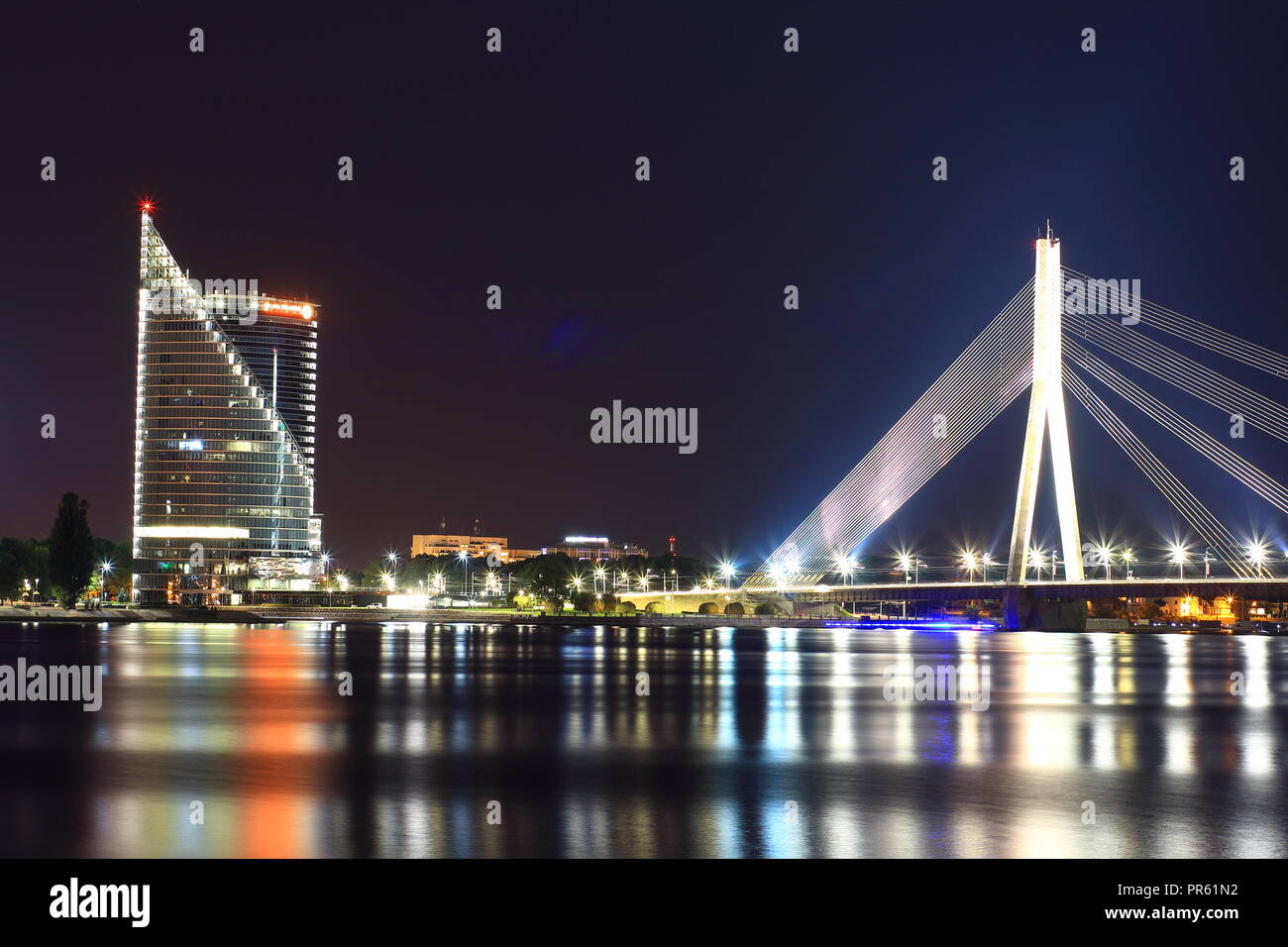 Vansu Bridge that crosses the river Daugava in Riga, the capital of ...
