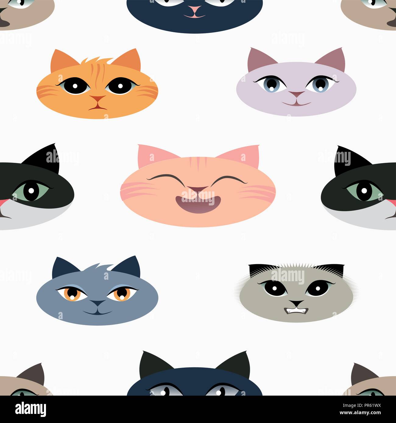 Funny cats pattern vector seamless Stock Vector Image & Art - Alamy