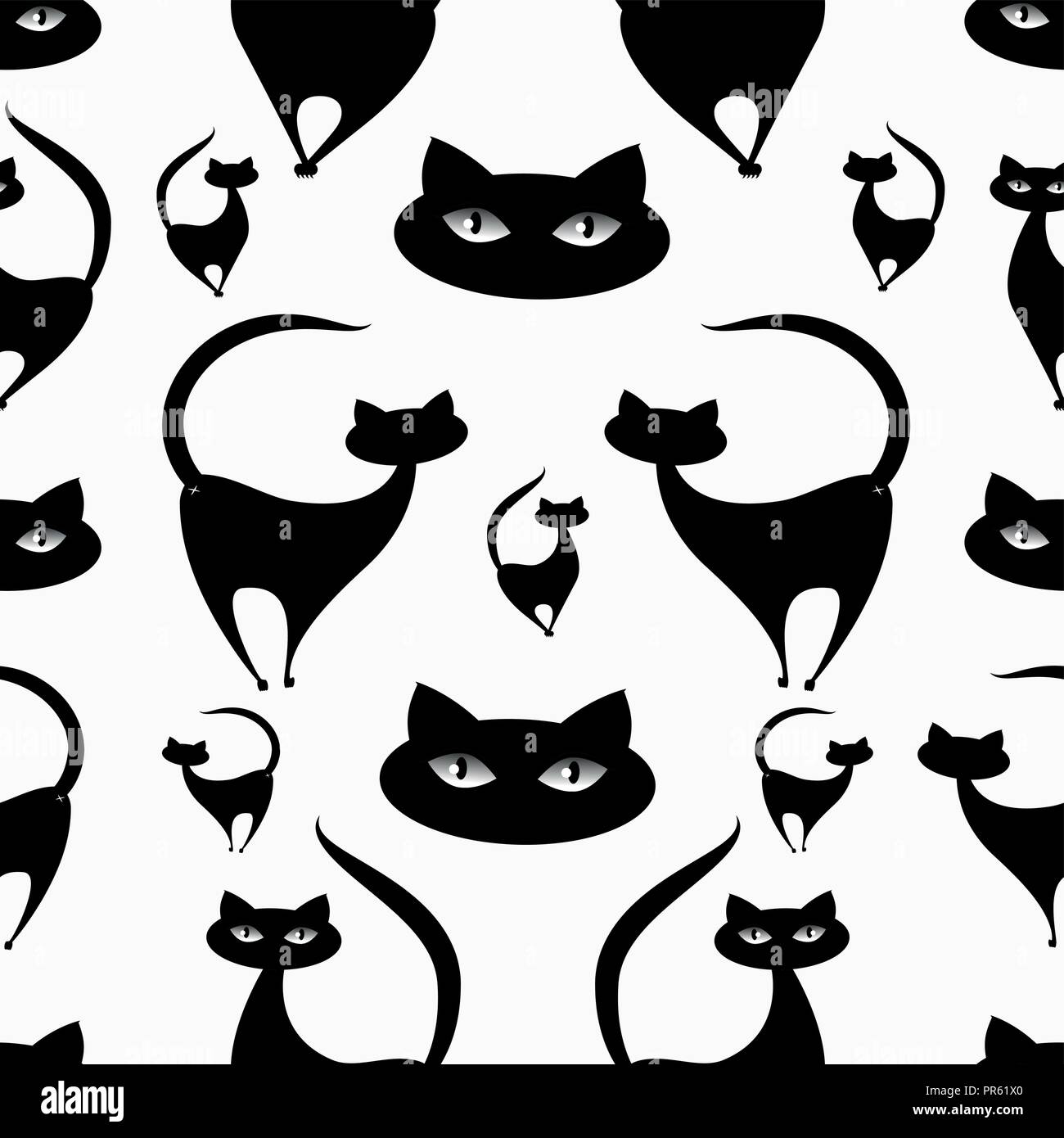 Seamless pattern cats cats Black and White Stock Photos & Images - Alamy