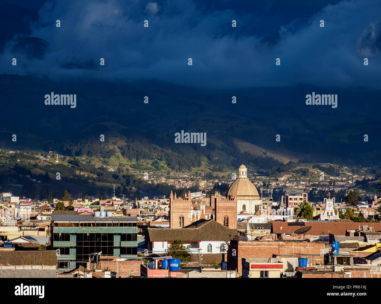 Riobamba Skyline, elevated view, Chimborazo Province, Ecuador Stock ...