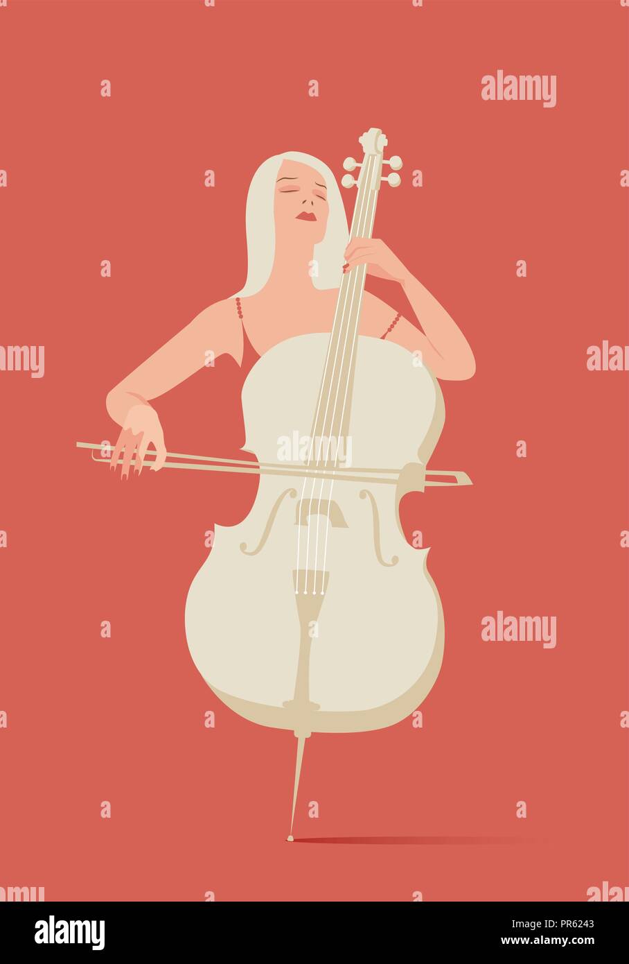 Beautiful female musician playing cello Stock Vector Images - Alamy