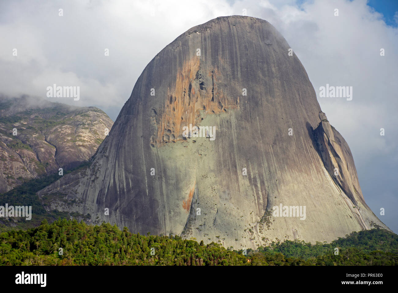 View of famous Blue Rock at the entrance to the Pedra Azul State Park ...