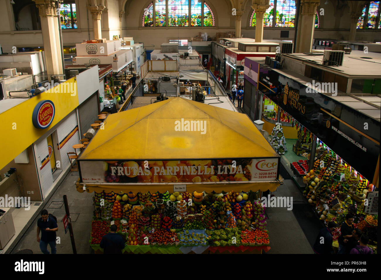 Food stalls selling fruits, Municipal Market, Sao Paulo, Brazil Stock ...