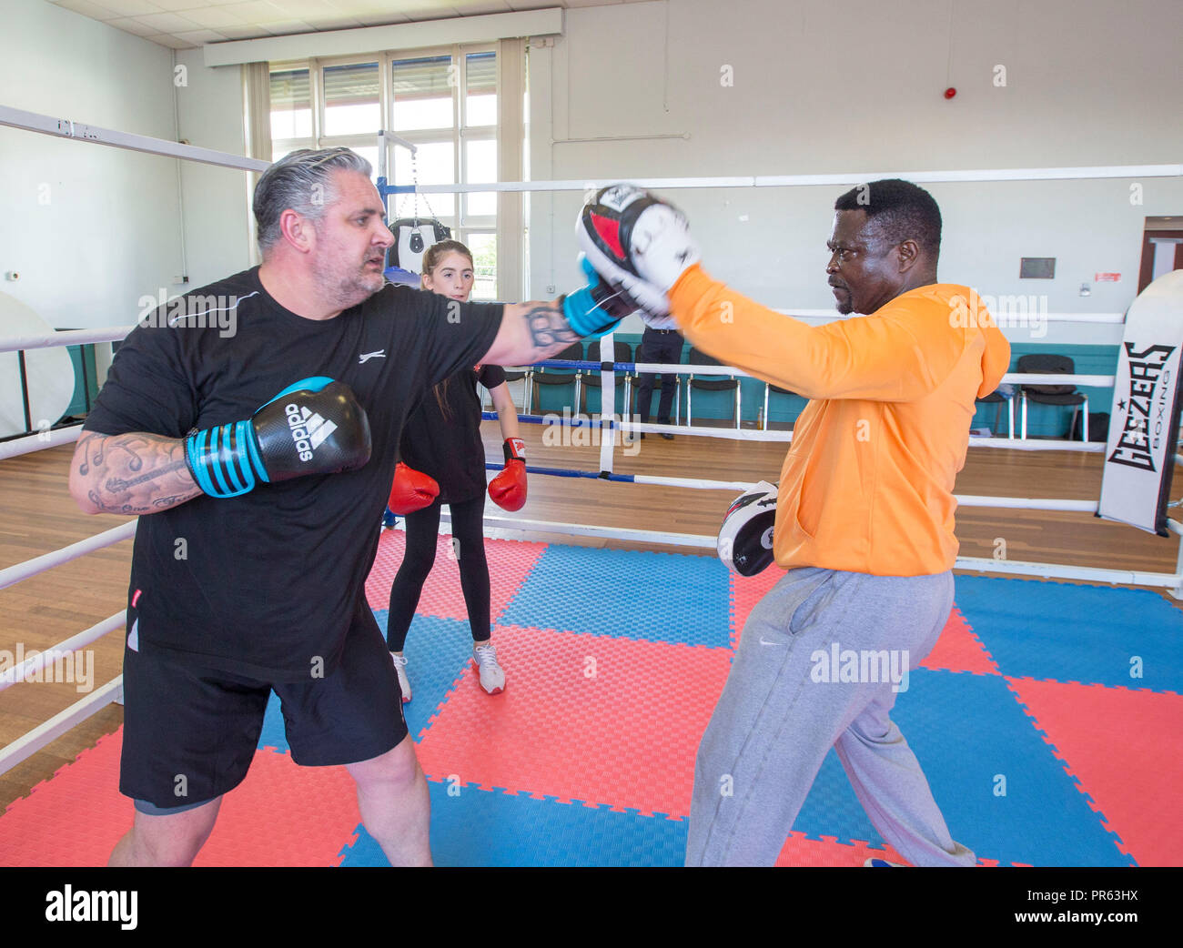Men boxing training Stock Photo - Alamy