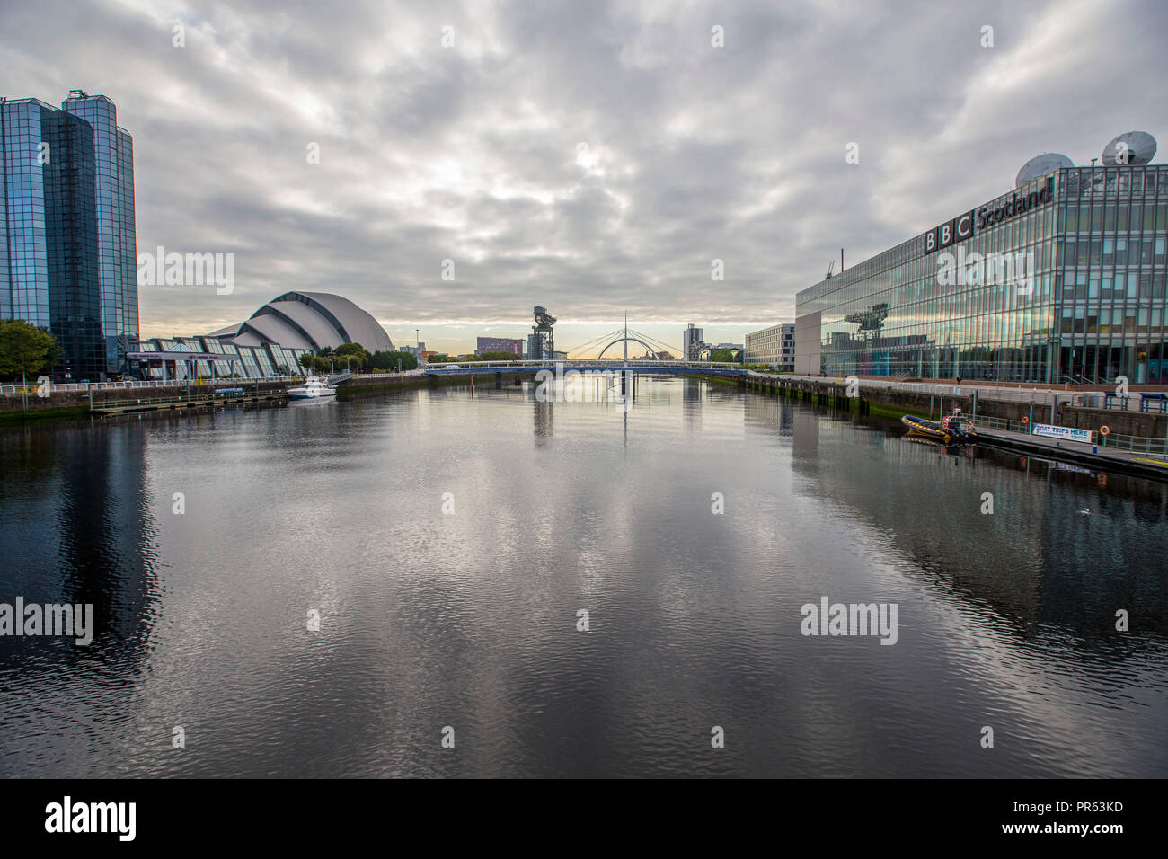 Glasgow Skyline from River Clyde Stock Photo - Alamy