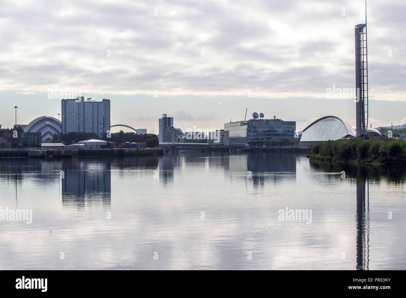Glasgow Skyline from River Clyde Stock Photo - Alamy