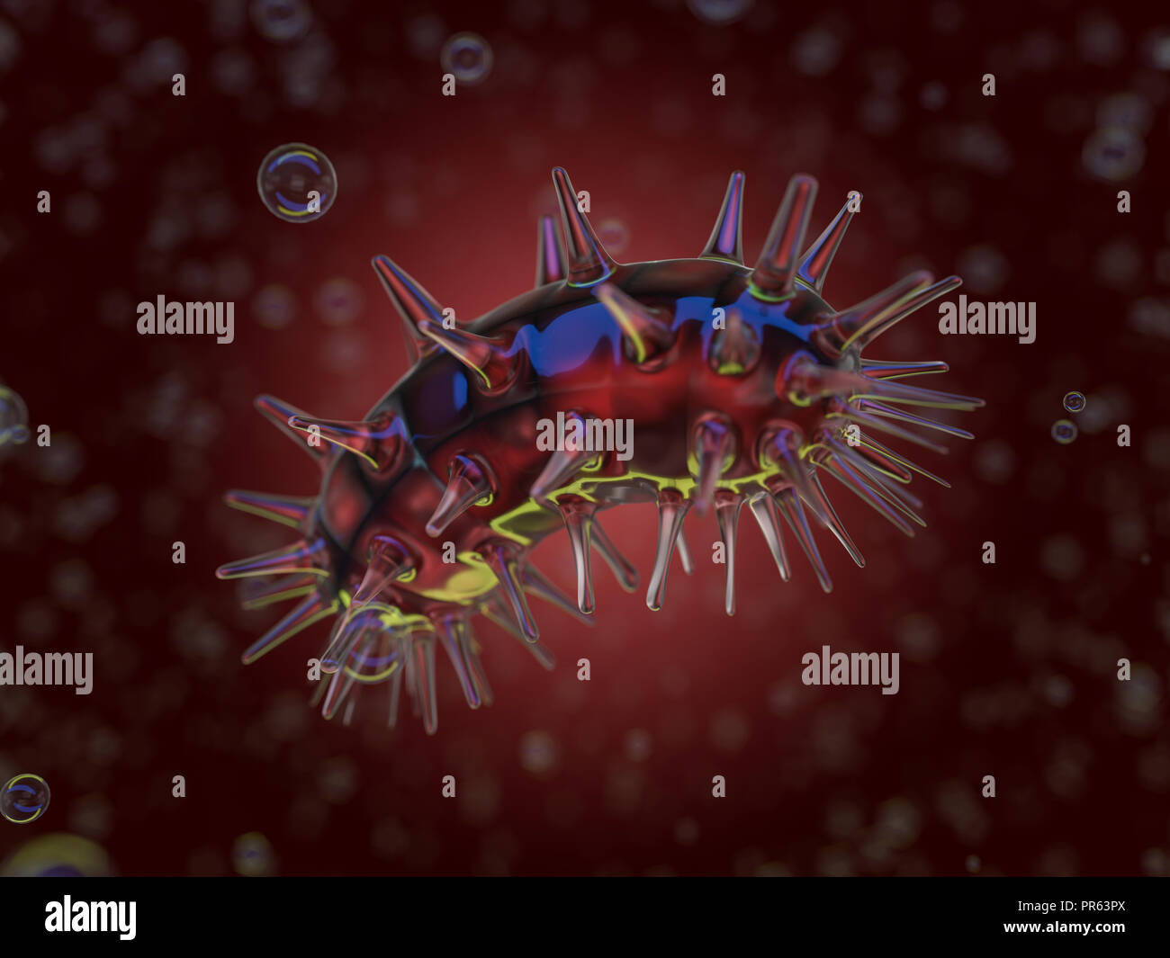 Scientific background with bacteria, viruses, microorganisms 3D ...