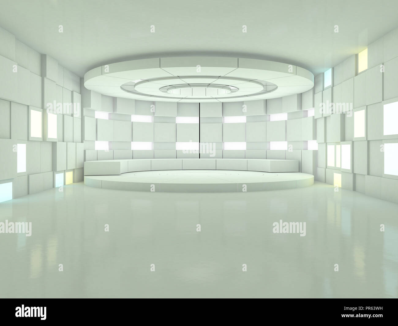 Abstract modern architecture background, empty open space interior. 3D ...