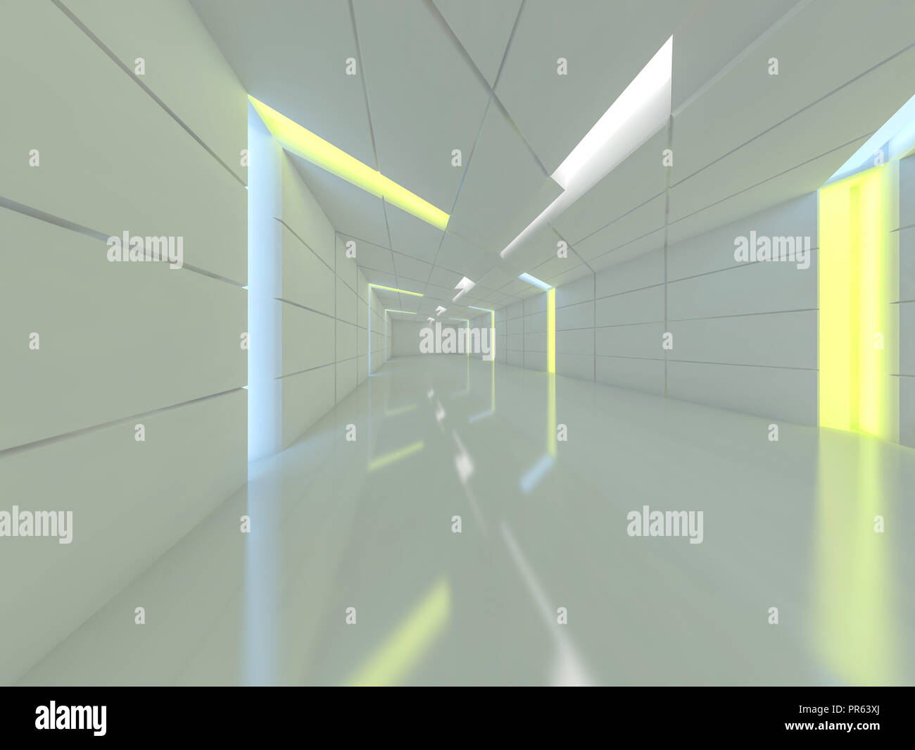 Abstract modern architecture background, empty open space interior. 3D ...