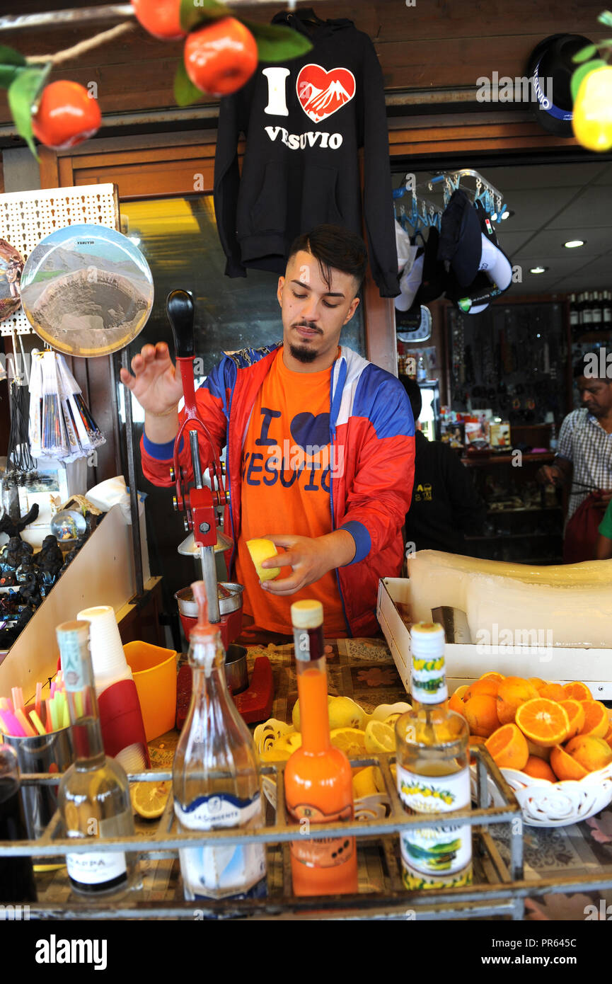 Ice cold lemon drink for sale at the top of Mount Vesuvius, Naples ...