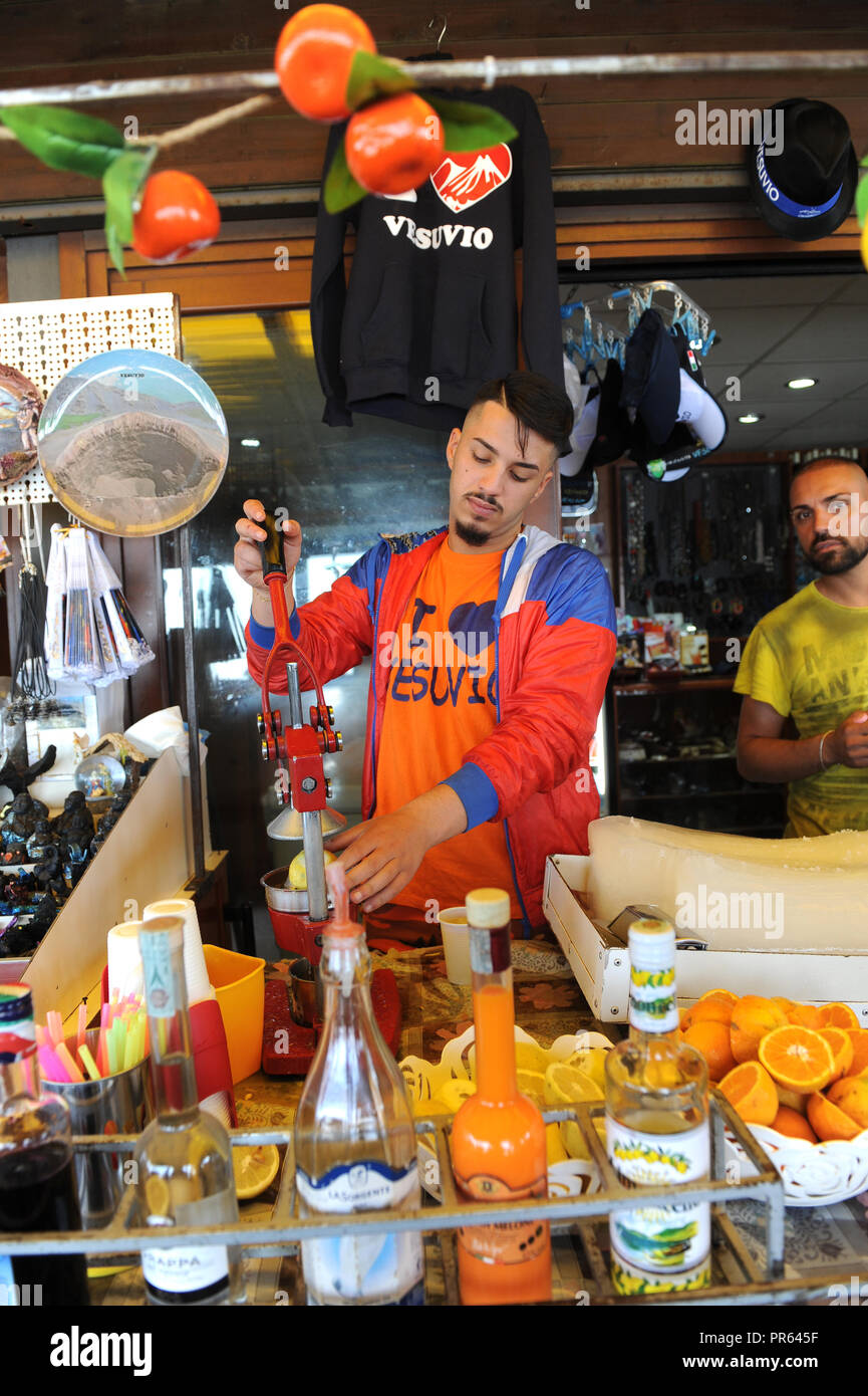 Ice cold lemon drink for sale at the top of Mount Vesuvius, Naples ...